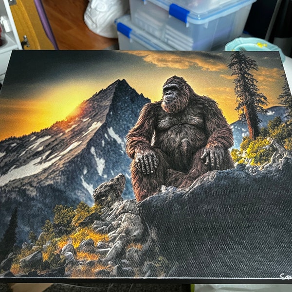 Bigfoot Reading a Book, Bigfoot Canvas Wall Art, Canvas Photo Print, Bigfoot Photo Print ...
