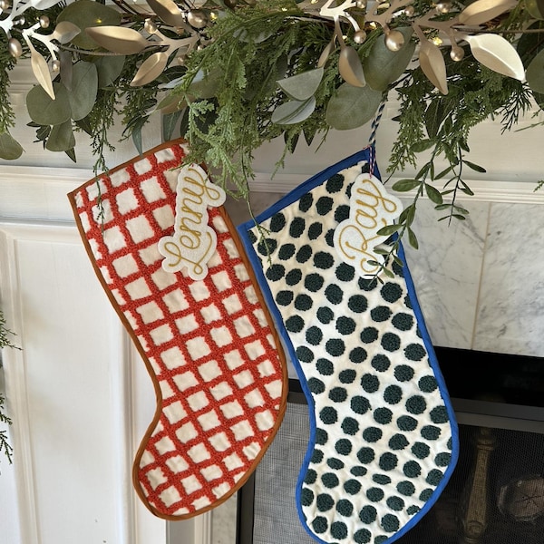 Name Patch With Cursive Script Font for Christmas Stocking | Handmade ...