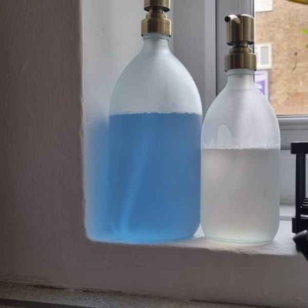 Frosted Clear Glass Bottle - Refillable Coloured Soap Dispenser With ...