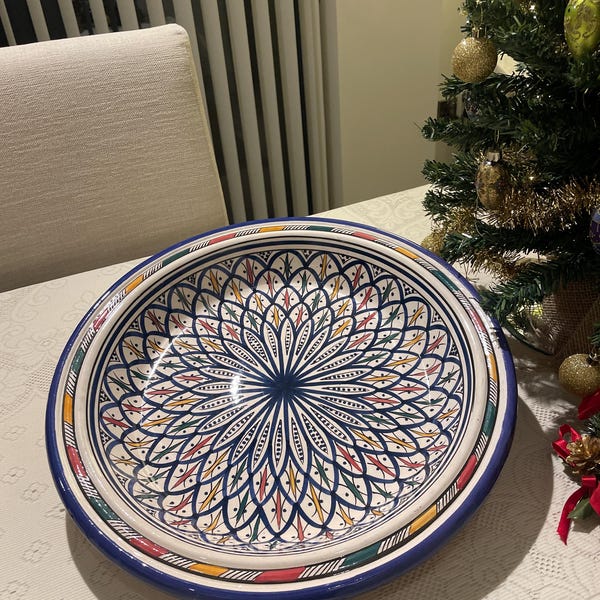 Moroccan Handmade Terracotta Tagine Deep ( Gamila Style)23cm D,8cm Deep ...