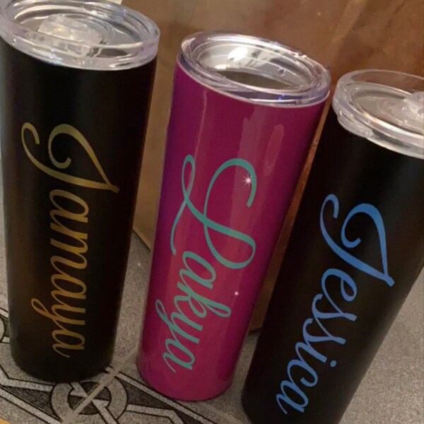 Custom Black Cup With Straw - 20 Oz Skinny Tumbler With Lid ...