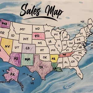 USA Postcode Sales Map, Postcode Sales Map,colour in US Map, A4 ...