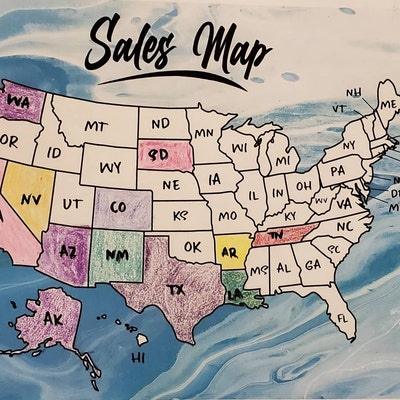 US Postcode Sales Map Tracker, Printable United States Etsy Sales Map ...