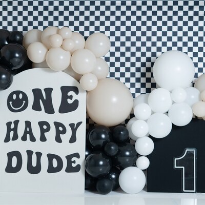 One Happy Dude PNG SVG, First Birthday SVG, Retro Wavy Text, Happy Face ...