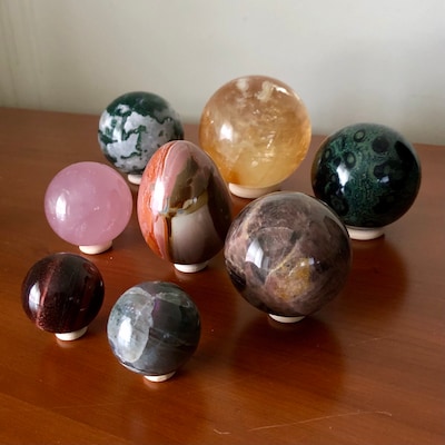 Low Profile Smooth Wooden Orb Stands, Crystal Ball Sphere Egg Wood Ring ...