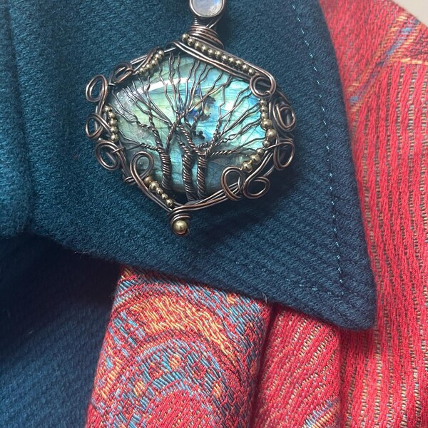 Two Tree of Life Australian Triplet Opal Pendant Copper Wire Wrapped ...