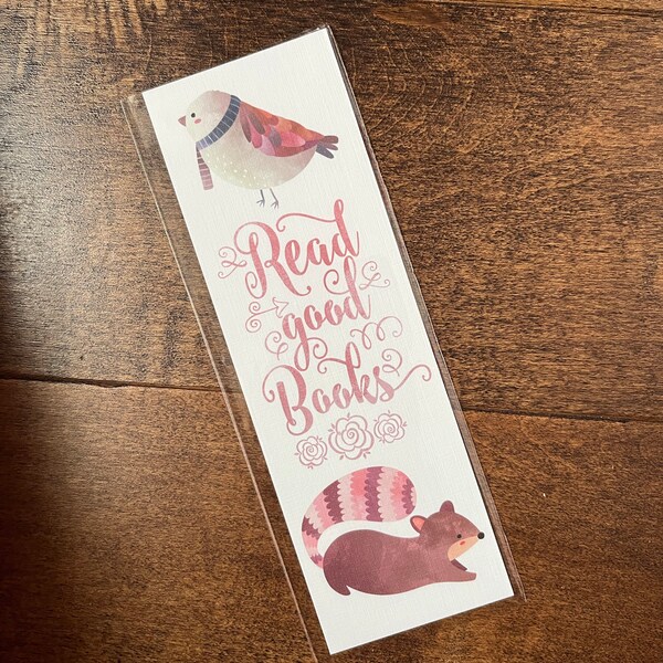 Read Good Books Watercolor Woodland Animal Bookmark, Bird and Squirrel ...