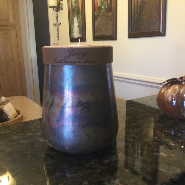 Dog Urn for Cremation Ashes, Large Size, Modern Candle Urn, Mist Grey ...