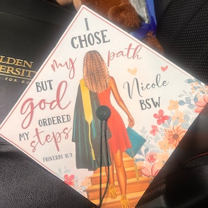 I Chose My Path but God Ordered My Steps Graduation Cap Topper, Black ...