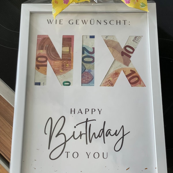 Money Gift "nix", PDF Template Printable, Birthday Gift - Etsy