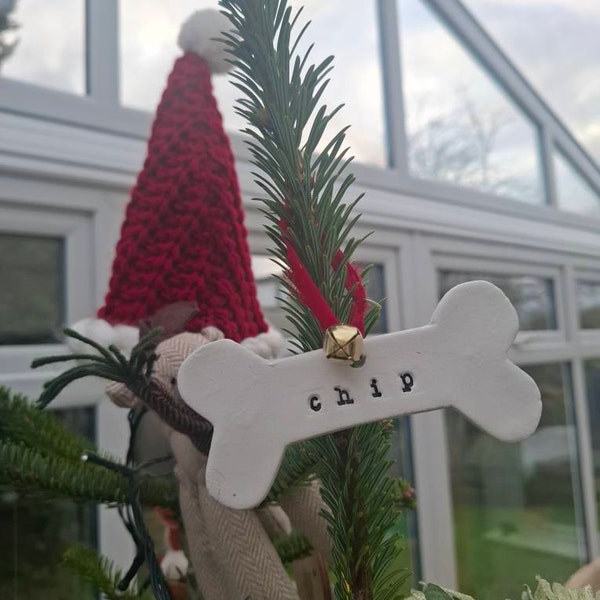 Personalised Dog Bone Clay Tree Decoration, Pet Christmas Decoration ...