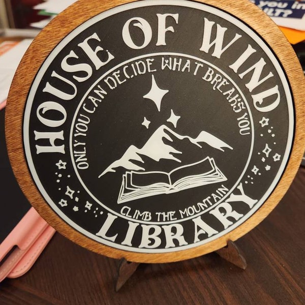 House of Wind Library Acotar Bookshelf Sign Wooden Shelf Sitter With ...