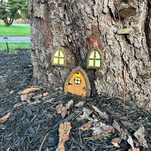 Fairy Door and Windows for Trees Glow in the Dark Outdoor Decor Fairy ...