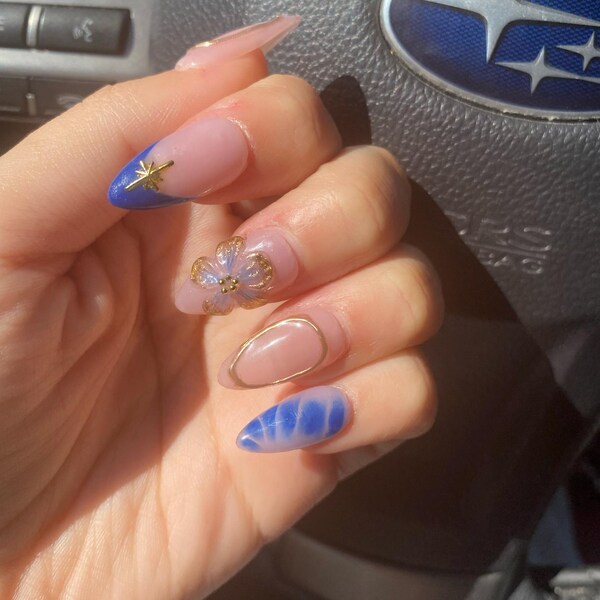 Silver Chrome Y2K Aespa-inspired Custom Hand-painted Press-on Nails ...
