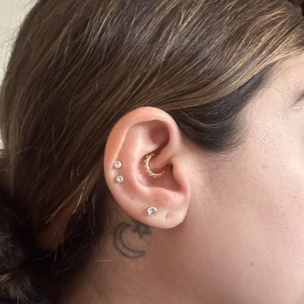 Dainty Sun Daith Ring, Hinged Clicker Hoop, 16ga 8mm or 10mm, Unisex ...