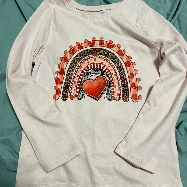 Valentine's Day Rainbow With Heart Png Sublimation Design Downloads ...