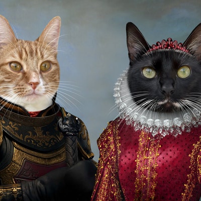 Multiple Pets Portrait,animal Portrait,custom Multi Pet Portrait,two 2 ...