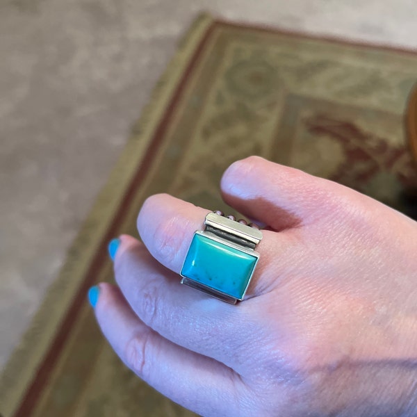 Beth Dutton Inspired Turquoise and Sterling Silver Large Statement Ring ...