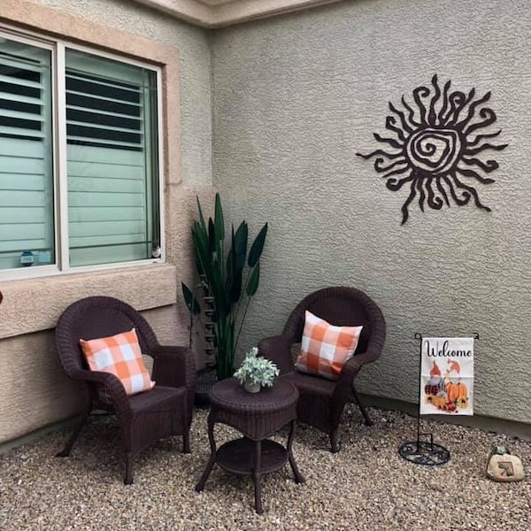 Rustic Sun Indoor/outdoor Wall Decor 40" Custom Iron Sun OUR ORIGINAL ...