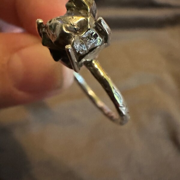 Raw Meteorite Ring, Solid Sterling Silver Ring, Ring for Women ...