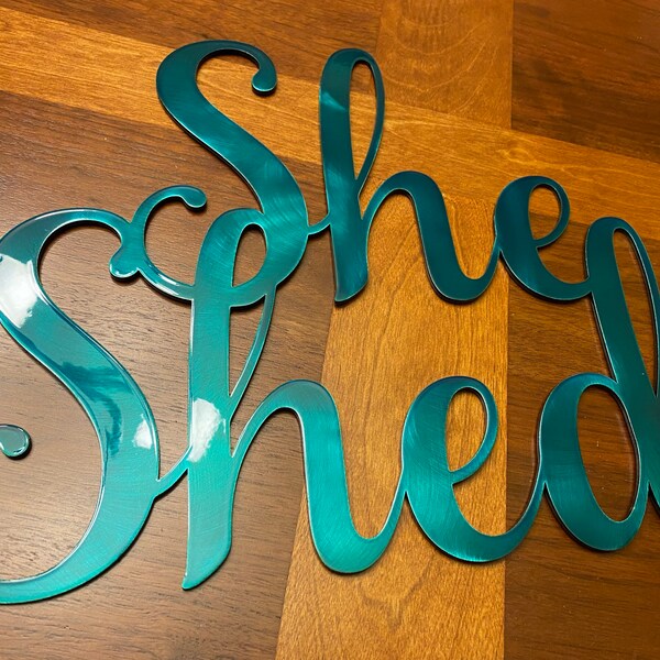She Shed Metal Script Sign - Etsy