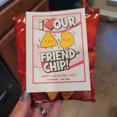 Valentine Chip Bag Tag Printable Pink, Kids Valentines Cards for School ...