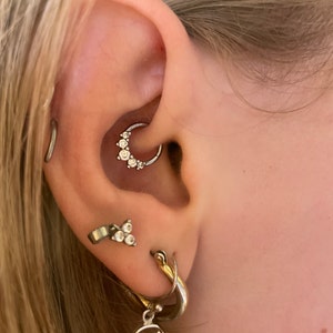 Tiny CZ Flower Huggie Hoop 6mm Hoop Tragus Hoop Rook Hoop | Etsy UK