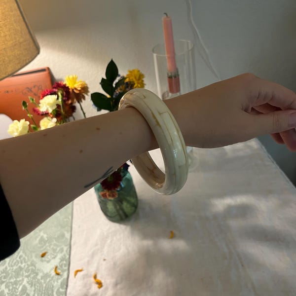 MOD Black & White Resin Smooth Bangle Bracelet Vintage Chunky Bangle Statement Purely ...