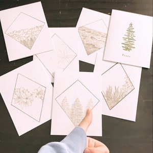 Set of 6 Hand Painted Note Cards cardstock and Paper Envelopes, Blank ...