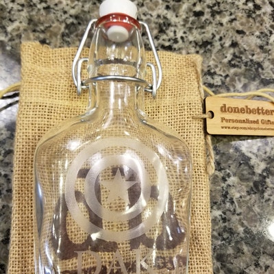 Personalized Glass Flask 500 Ml, Custom Groomsmen Gift, Glassware ...