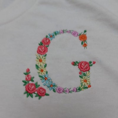 Machine Embroidery LETTER G Uppercase 3/7,5 Cm Dainty Floral Font ...