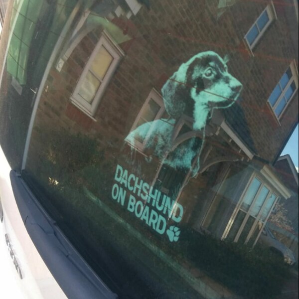 Dachshund on Board - Car Window Sticker - Teckel Dackel Dog Sign Decal ...