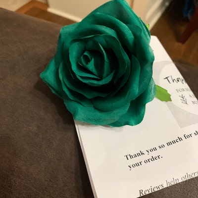 Hand Crafted Artificial Roses Emerald Juniper Green Oasis Teal Pacific ...