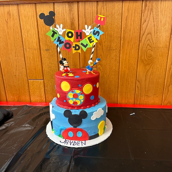 Mickey Mouse Clubhouse Birthday Cake Bunting Topper - Oh Two-dles Cake ...