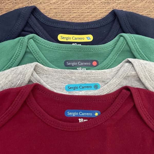 50 or 123 Stick on Name Labels, Space Name Labels School Name Stickers ...