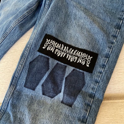 Teeth Patch, Print on Black Cotton Canvas, Occult Patch, Jaw Patch ...