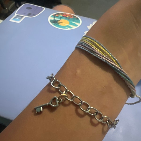 Chain Bracelet With Key Charm, Heart Charm Bracelet, Friendship ...