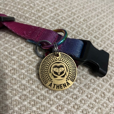 Engraved Crown Pet ID Tag Cat or Dog Royal Purple and Gold Name Tag ...