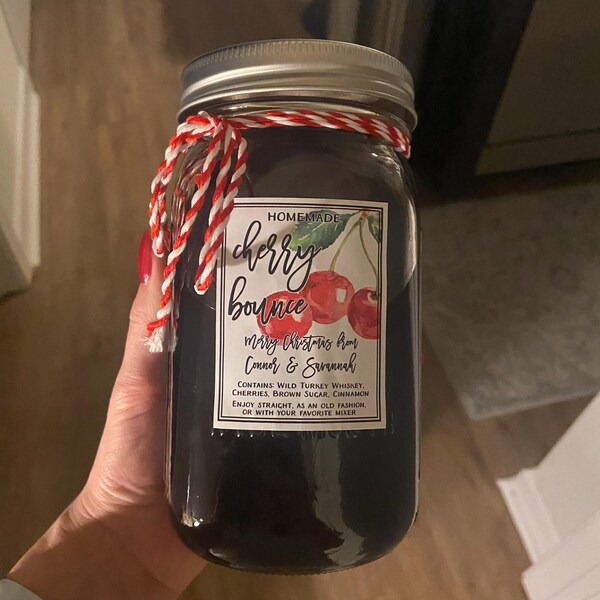Custom Cherry Bounce Labels, Printed Cherry Liqueur Stickers ...