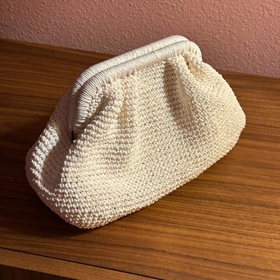 Small Raffia Beige Clutch Bag for Women Straw Knitted Raffia Bag Pouch ...