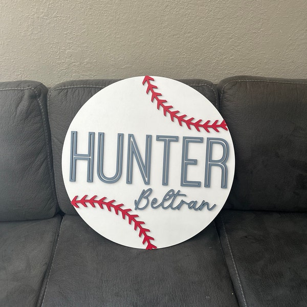 Baseball Nursery Name Sign, Round Name Sign, Sports Nursery, Boy Name ...