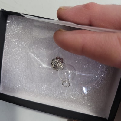 Glass Pendant W/sterling Silver SNOWFLAKE Caps 12mm 925/vials/mini ...