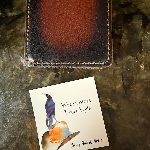 Personalized Leather Square Business Card Holder 2.5x2.5 in Custom ...