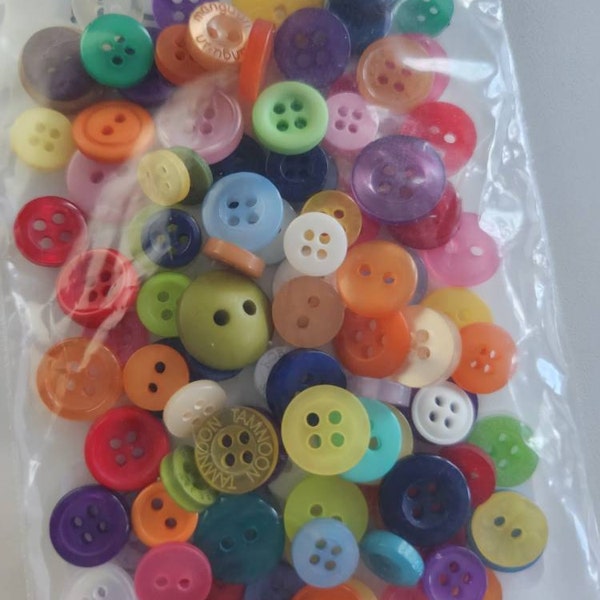 100 Small Button Mix Rainbow Color Mix, Assorted Small Sizes, Art ...