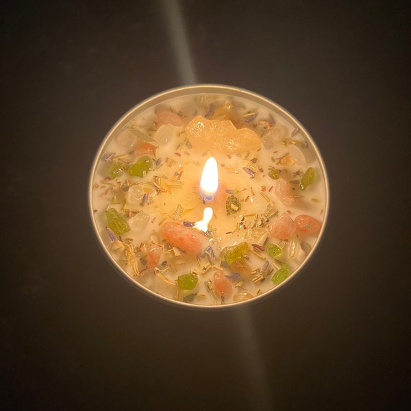 Positive Energy Candles - Crystal & Herb Candle - Soy Aromatherapy ...