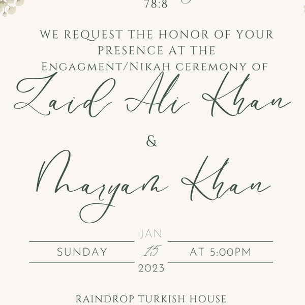 Editable Digital Muslim Wedding Invitation Template Nikkah Walimah ...