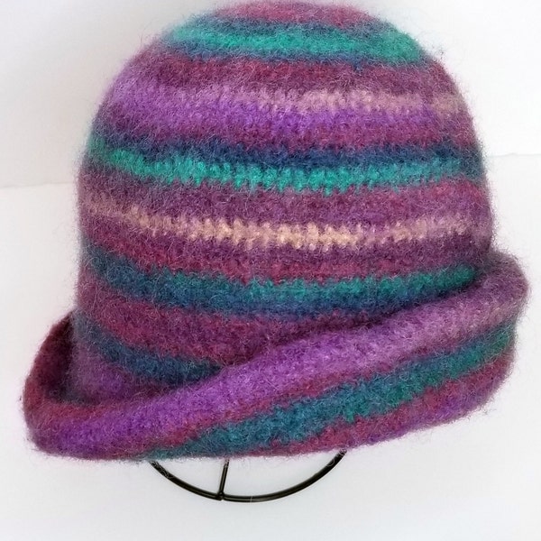 Felted Wool Hat Crochet PATTERN, Flat Brim or Rolled Edge, Easy ...