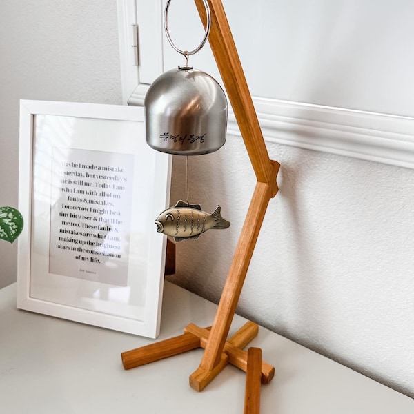 Natural Cherry Wood Single Chime Stand Hand Chimes CHIMES NOT INCLUDED ...