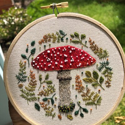 Mushroom: Hand Embroidery Pattern, Needlepainting Tutorial, Instant ...