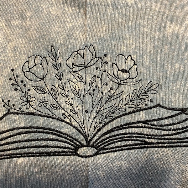 Floral Book Embroidery Design, 4 Sizes, Instant Download - Etsy